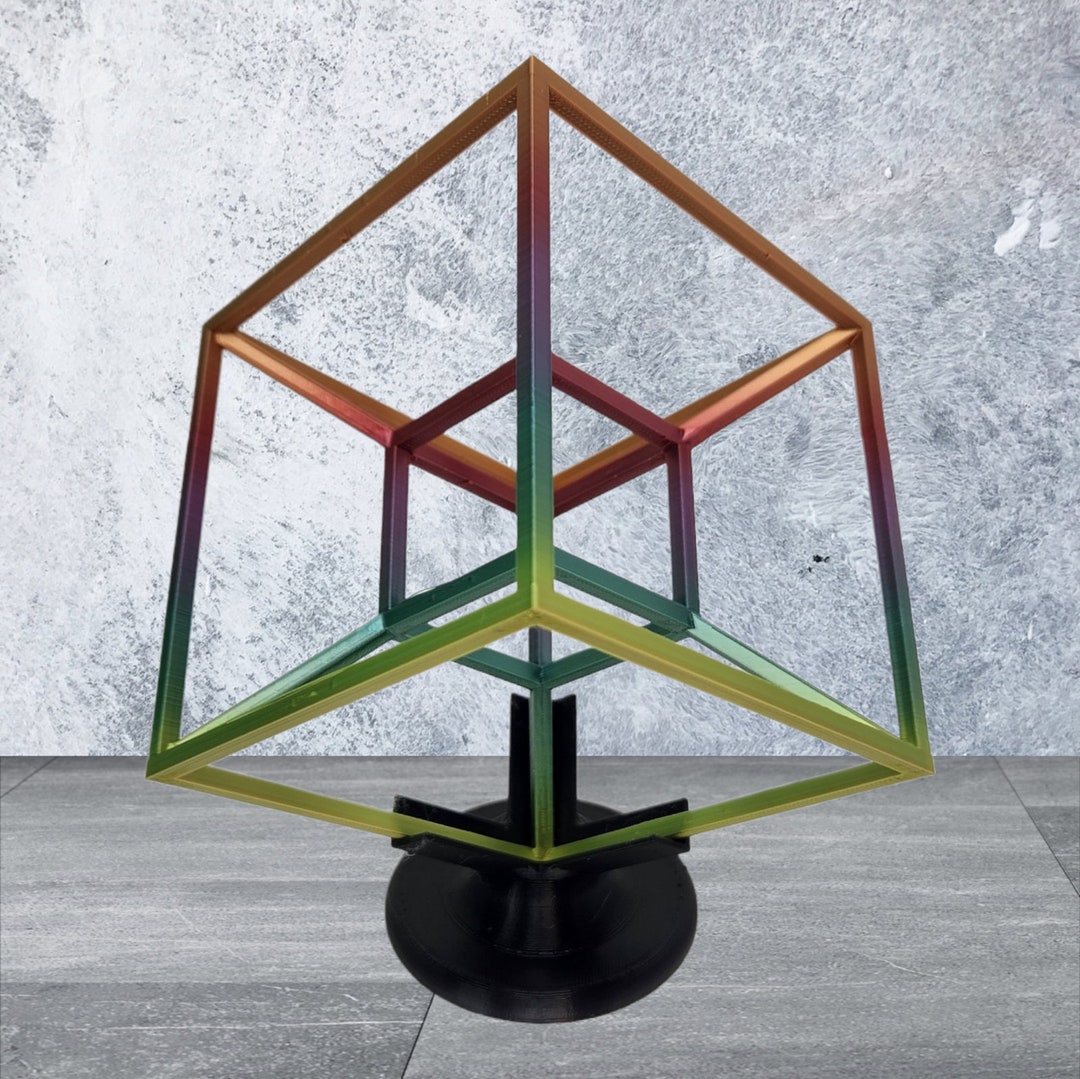 Tesseract Hypercube Stunning 4d Sculpture Dimensional Geometry Art Spatial Dimension