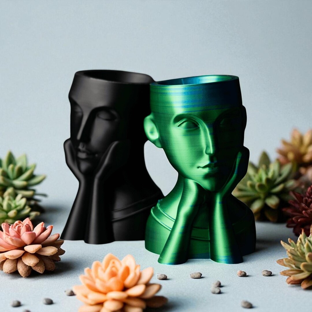 Woman Face Planter – 3D Printed Succulent Vase, Modern Minimalist Decor ...