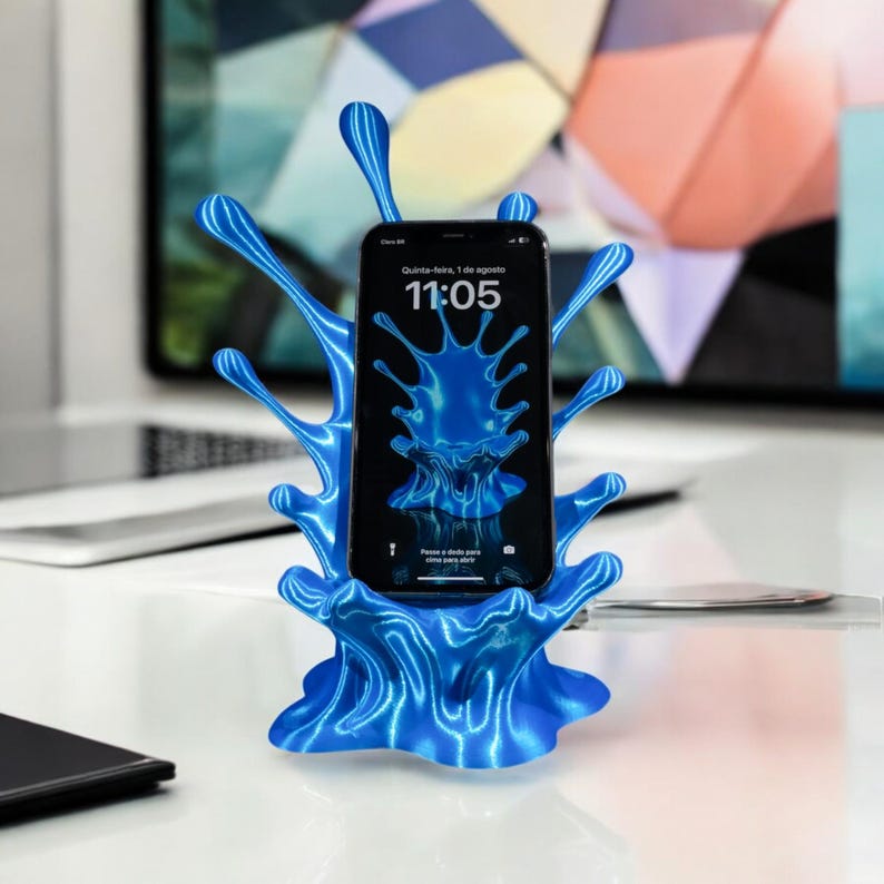 Water Splash Phone Holder – 3D Printed Desk Stand, Unique Smartphone ...