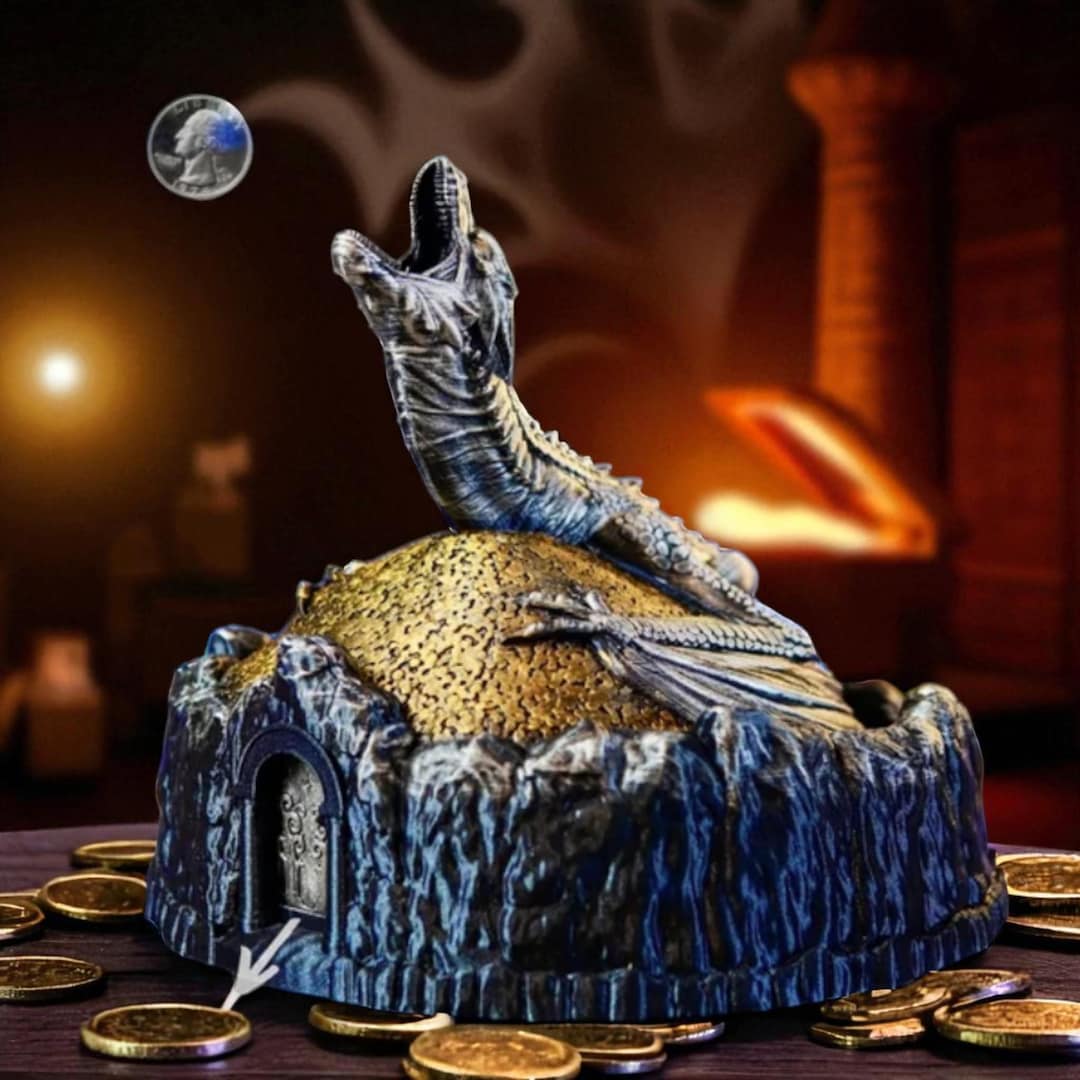 Dragon Coin Bank – 3D Printed Fantasy Hoard Keeper | Gothic RPG Gamer ...