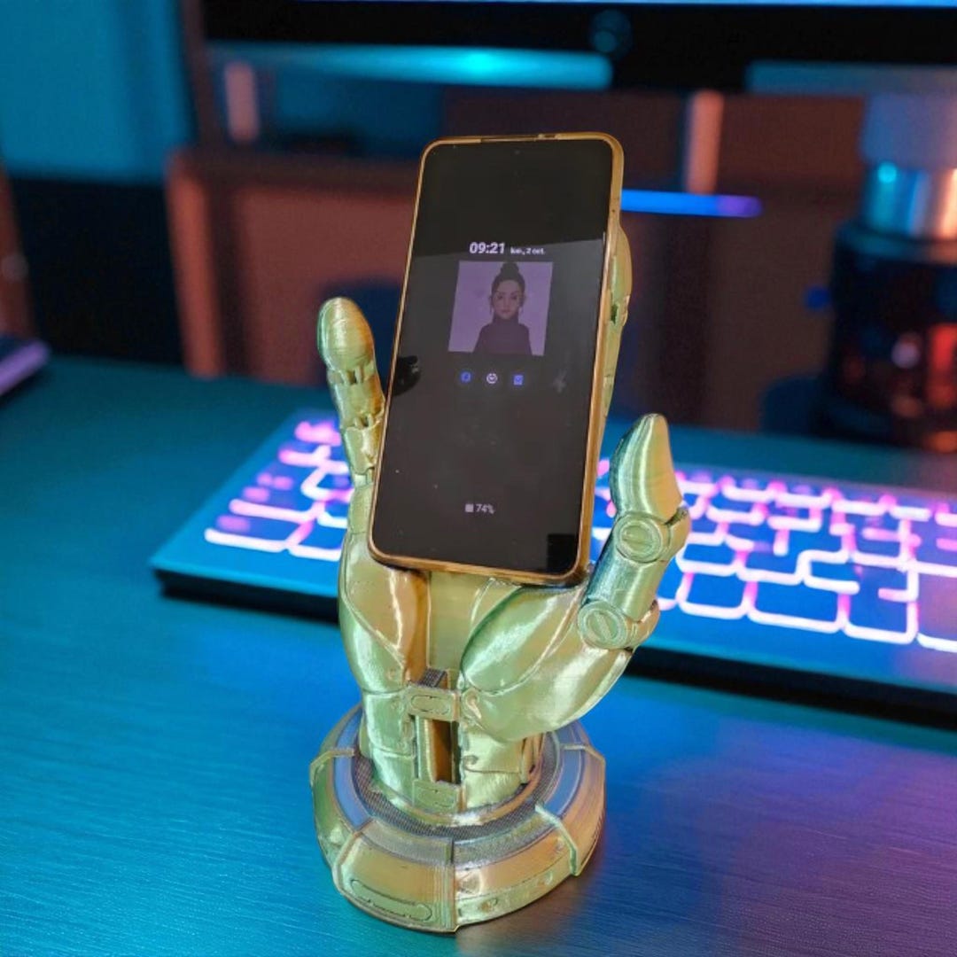 Android Robot Hand Phone Holder – Futuristic Desk Stand, 3D Printed ...