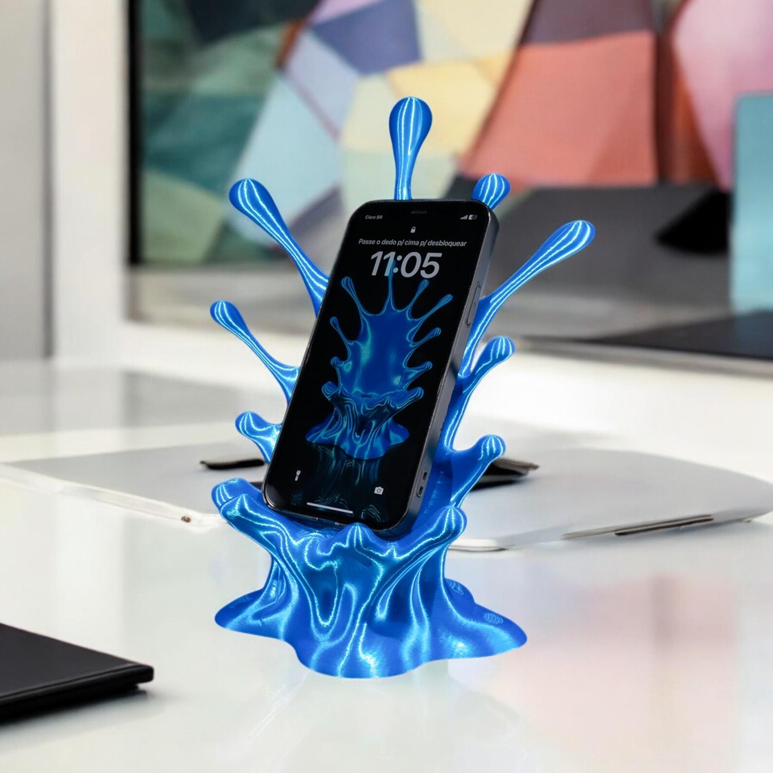 Water Splash Phone Holder – 3D Printed Desk Stand, Unique Smartphone ...