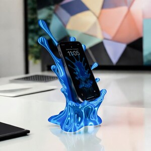 Water Splash Phone Holder – 3D Printed Desk Stand, Unique Smartphone ...