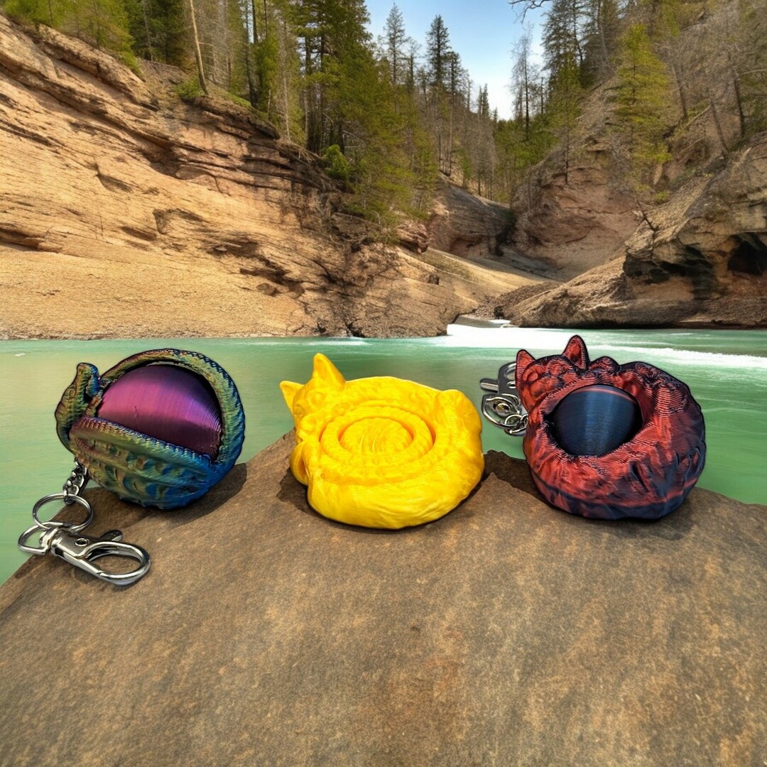 3D Printed Fidget Keychain – Cat Ball, Spinner, Dragon Designs - Etsy