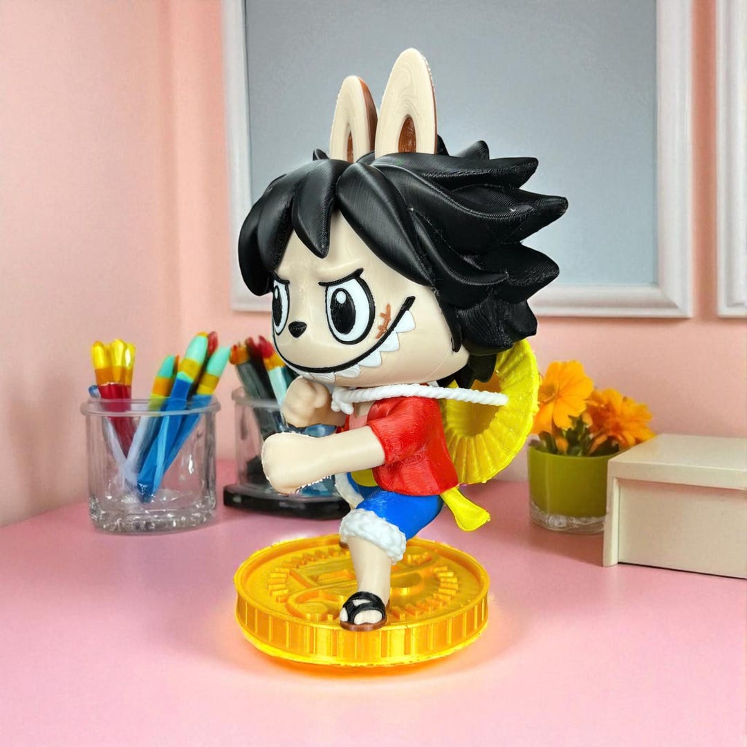 Crochet Styled Labubu Luffy Doll | 3D Printed Amigurumi Anime Figurine ...