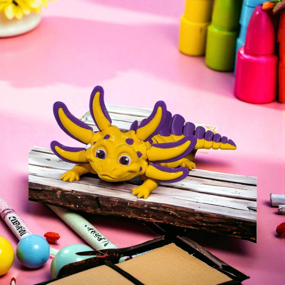 Articulated Axolotl Toy | Flexible Fidget Figure | 3D Printed Cute ...