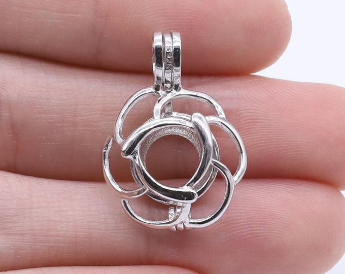 Pearl Cage Pendant, Sterling 925 Silver Cage Pendant, Wish Pearl Charm ...