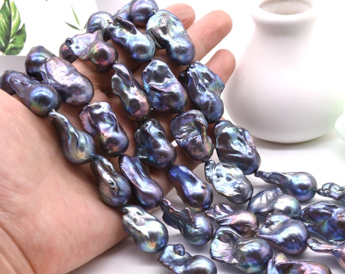 Fireball Pearls, 13-18mm X 20-25mm Large Peacock Black Nucleated ...