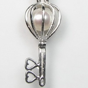 Love Pearl Cage Pendant, Freshwater Wish Pearl Cage Necklace, Key ...