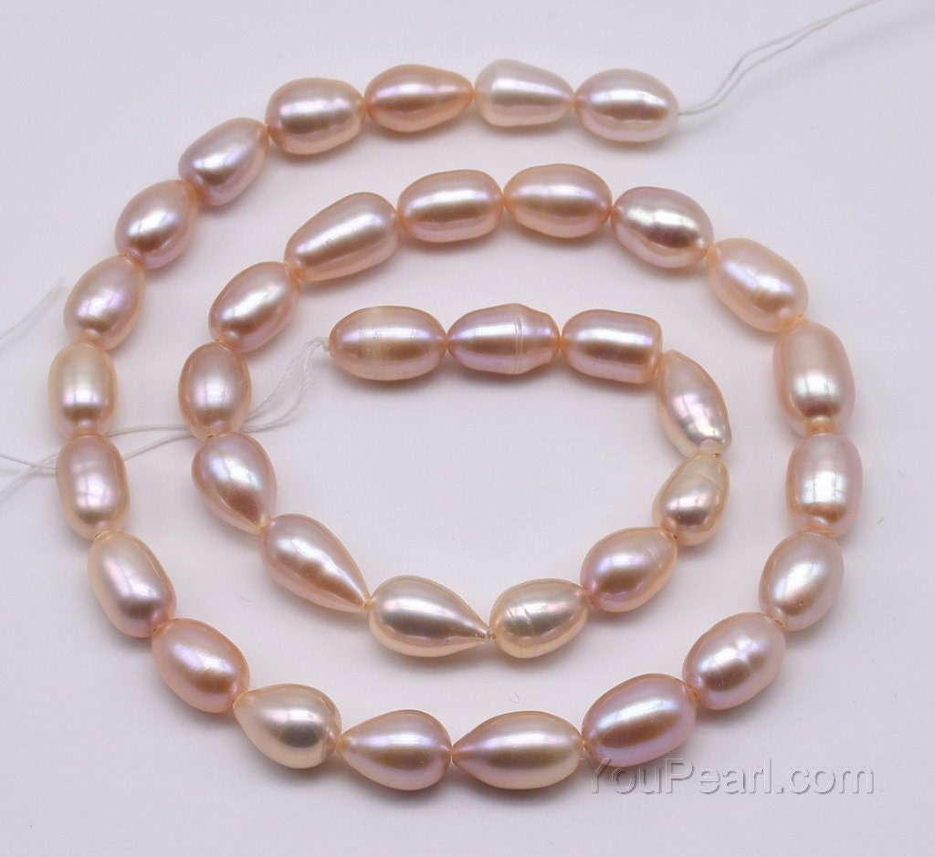 Lavender Natural Pearls, 7-8mm Rice Freshwater Pearls, Genuine Pearls ...