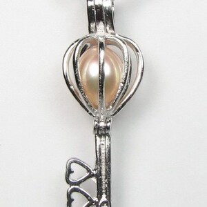Love Pearl Cage Pendant, Freshwater Wish Pearl Cage Necklace, Key ...