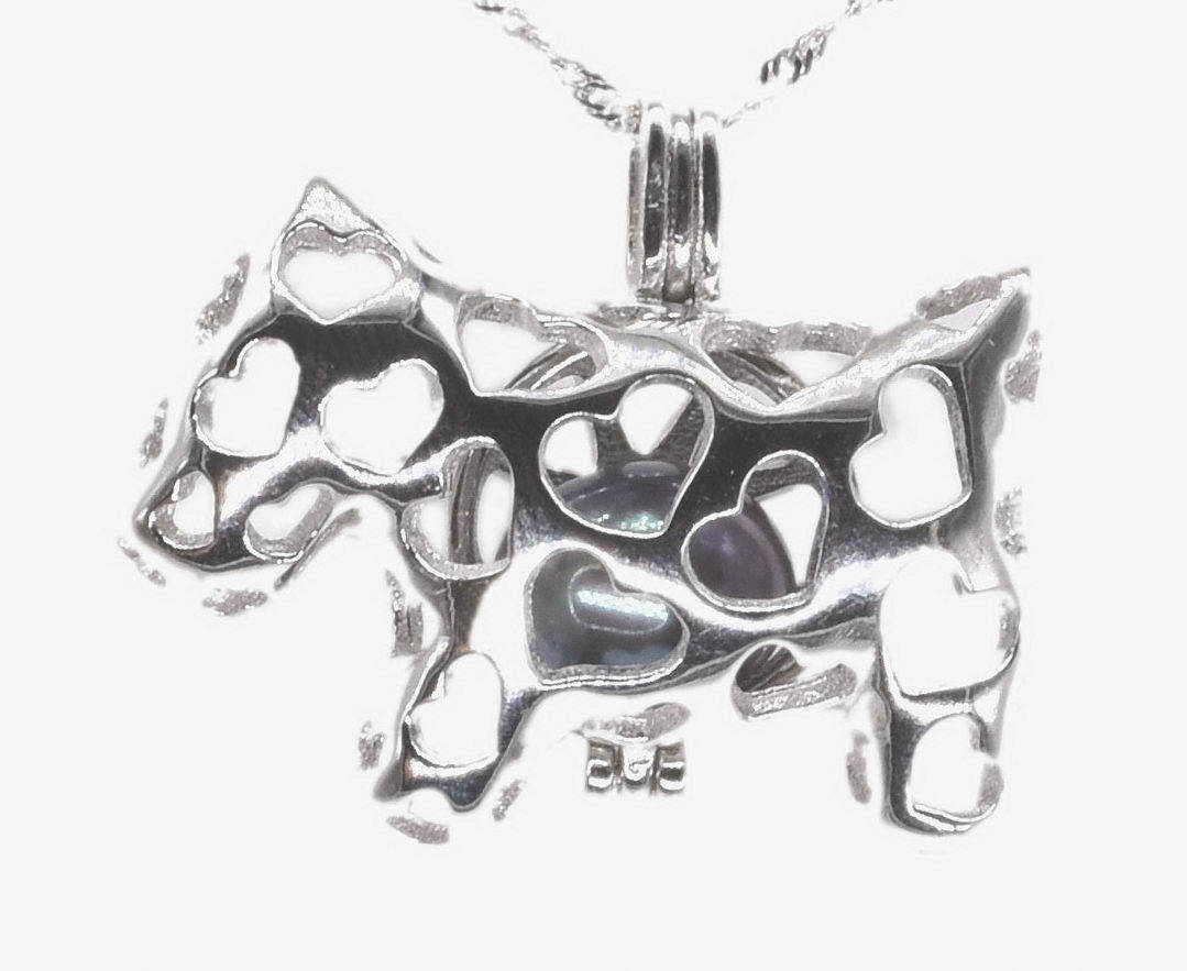 Dog Cage Charm, Pearl Cage Pendant, 925 Sterling Silver Cage Pendant ...