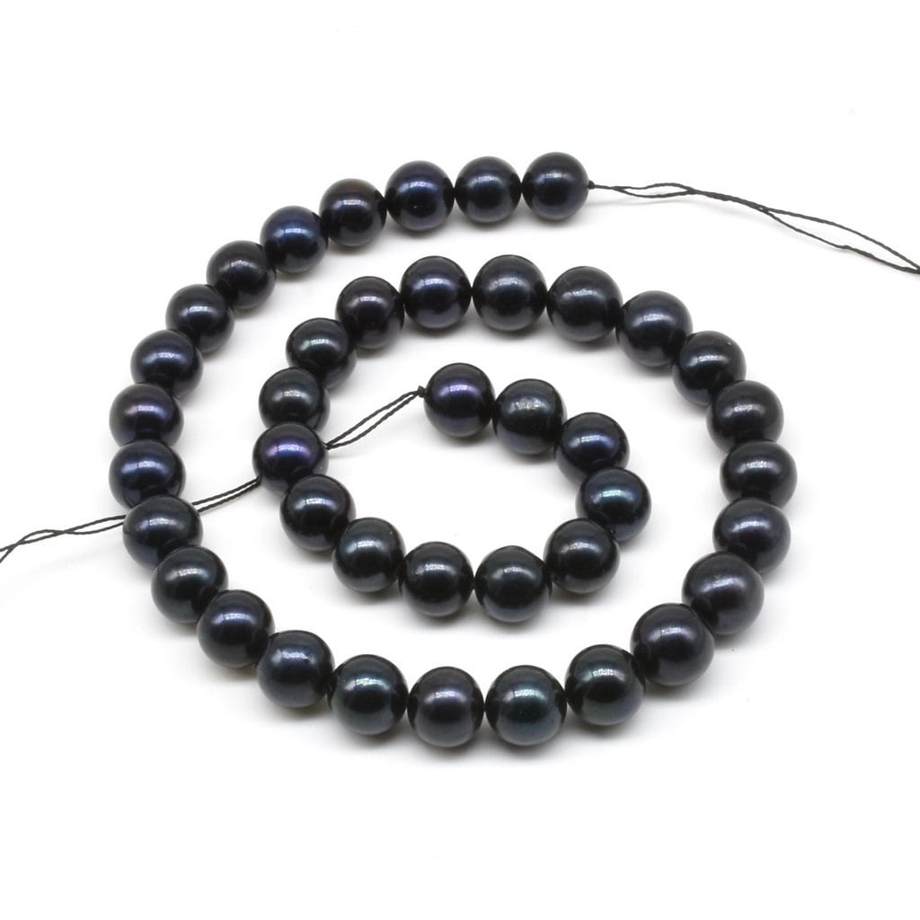 10-11mm Black Pearls, off Round Genuine Loose Pearl Beads, Big Black ...