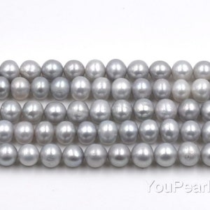 Gray Pearls, Near Round Loose Pearl Beads, 6-7mm Freshwater Pearl, Grey ...