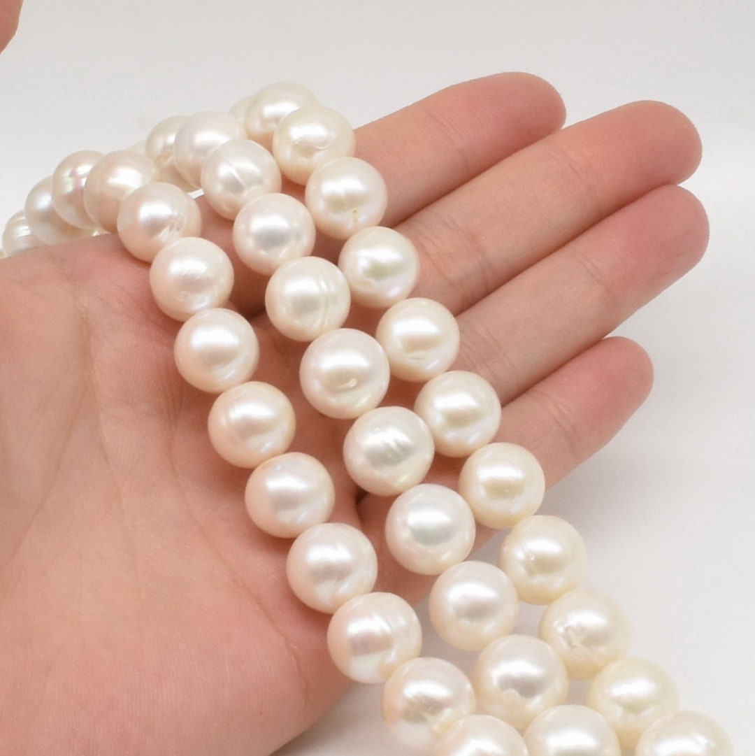 12-13mm Large Pearl, Near Round White Big Freshwater Pearl Beads ...
