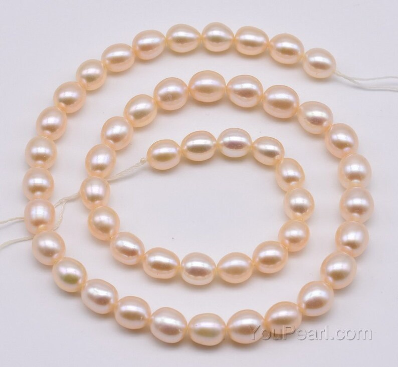 AA Lavender Oval Pearls, 7-8mm Cultured Freshwater Pearls, Genuine Rice ...