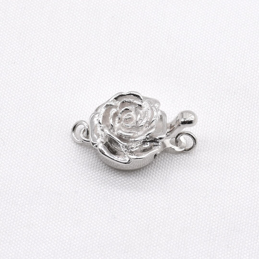Single Strand Closure, Rose Clasp, Flower Pearl Clasp Closure, 925 ...