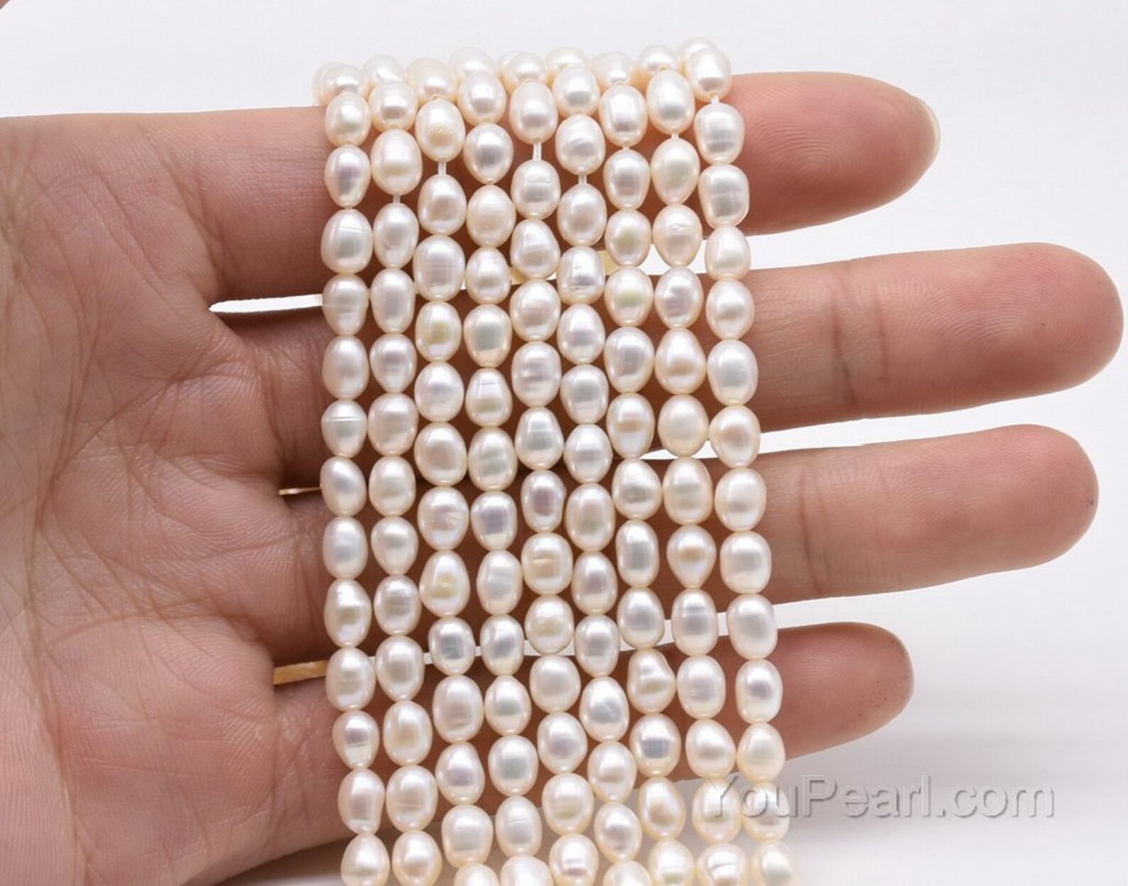 4-4.5mm White Rice Freshwater Pearl Loose Pearl Strand, Small Pearls ...