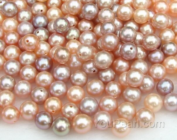 AA+ 6.5-7mm Round Pearls, White Freshwater Half Drilled Pearl, Cultured ...