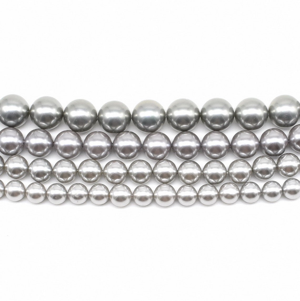 Light Gray Round Shell Pearls, 4mm 6mm 8mm 10mm 12mm 14mm A Grade Loose ...