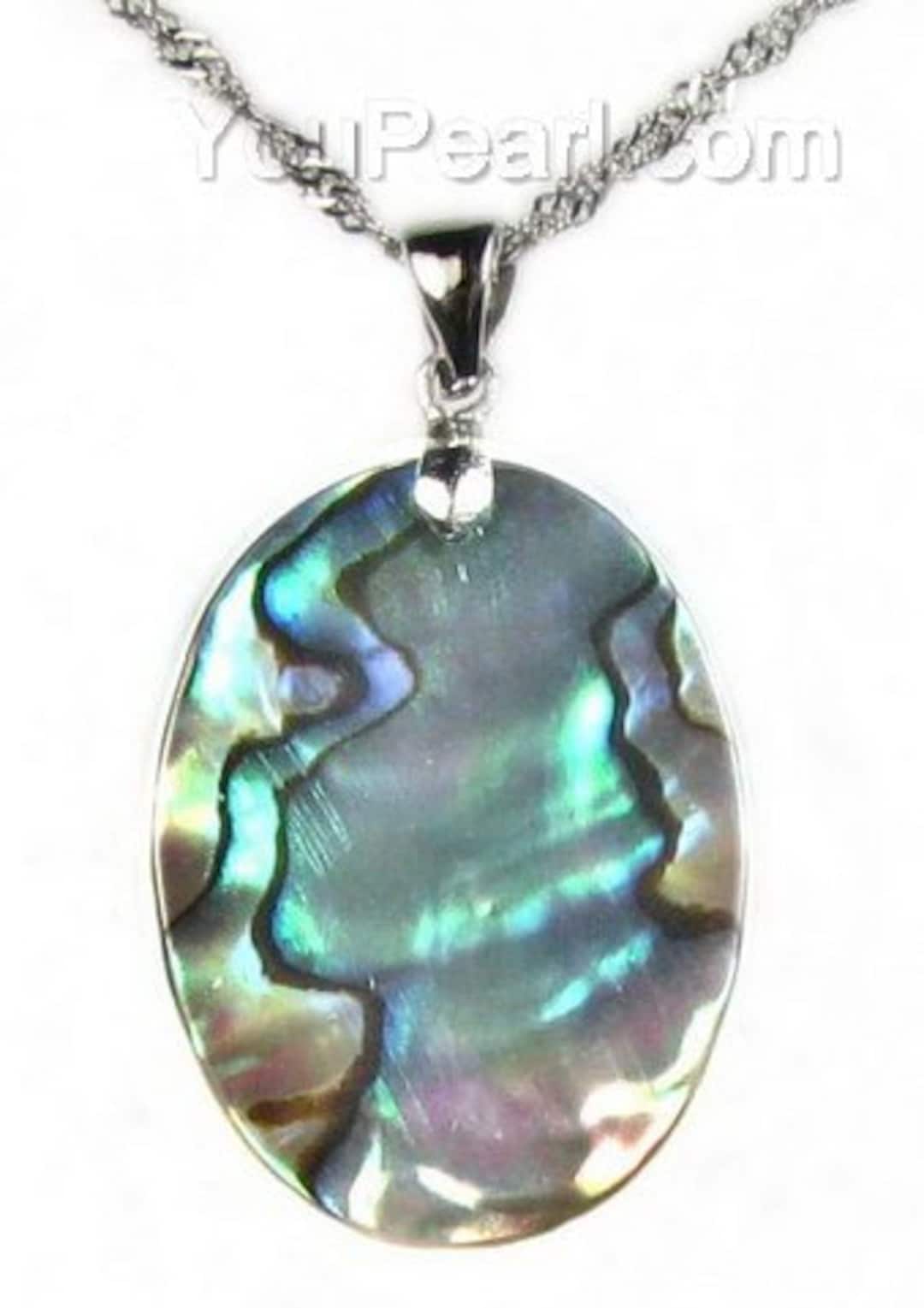 Abalone Shell Pendant, Multi Color Oval Shell Pendant, Sea Shell ...