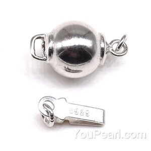 Round Ball Clasp, 925 Sterling Silver Pearl Closure, Bracelet Necklace ...