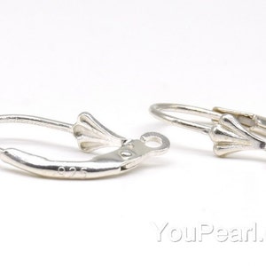 925 Sterling Silver Ear Hook With Loop, Lever Back Earrings Hooks, Euro ...