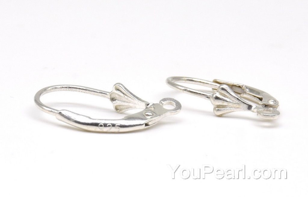 925 Sterling Silver Ear Hook With Loop, Lever Back Earrings Hooks, Euro ...