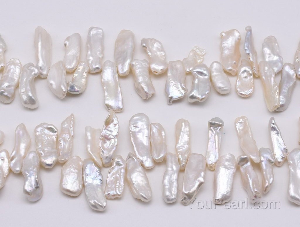 Biwa Pearls White Top Drilled Pearl Genuine Natural - Etsy