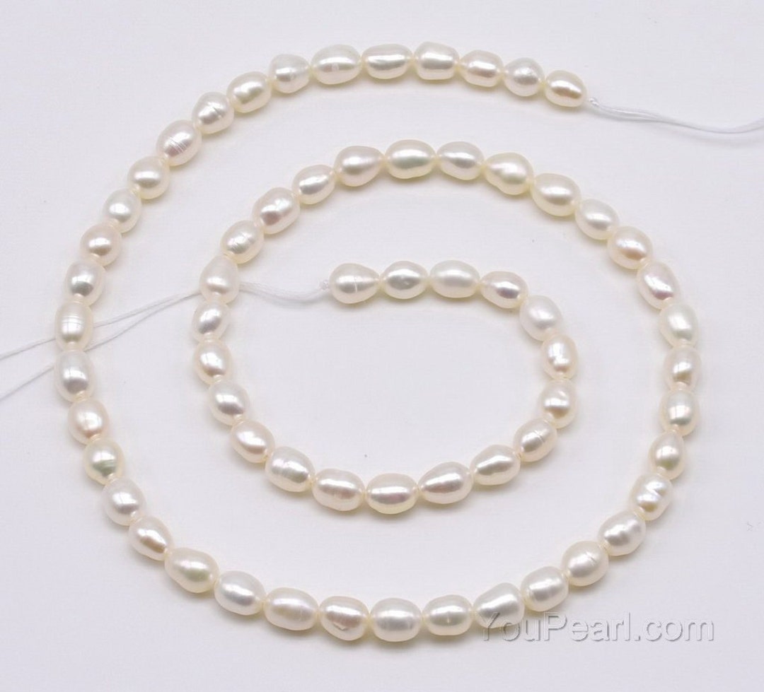 4-4.5mm White Rice Freshwater Pearl Loose Pearl Strand, Small Pearls ...