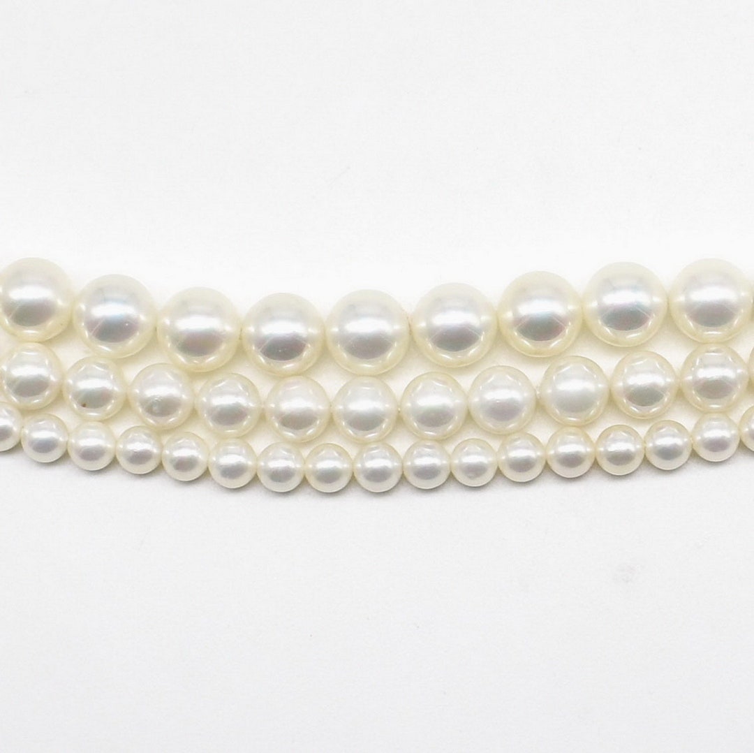 Glossy White Shell Pearl, 6mm 8mm 10mm A Grade White Glossy Rainbow ...