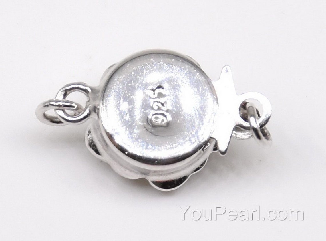 925 Sterling Silver Flower Clasp, Single Strand Clasp, Push-in Pearl ...