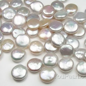 AA 12-15mm Coin Pearls, Natural White Freshwater Pearls, Loose Cultured ...