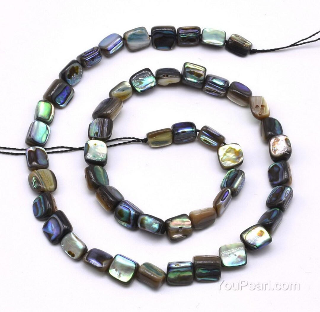 7x8mm Nugget Shape Paua Shell Strand, Rainbow Abalone Baroque Beads ...