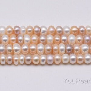 7-8mm Multicolor Button Pearls, Genuine Natural Colorful Freshwater ...