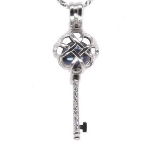 Eternity Knot Charm, Sterling 925 Silver Key Pearl Cage Pendant ...
