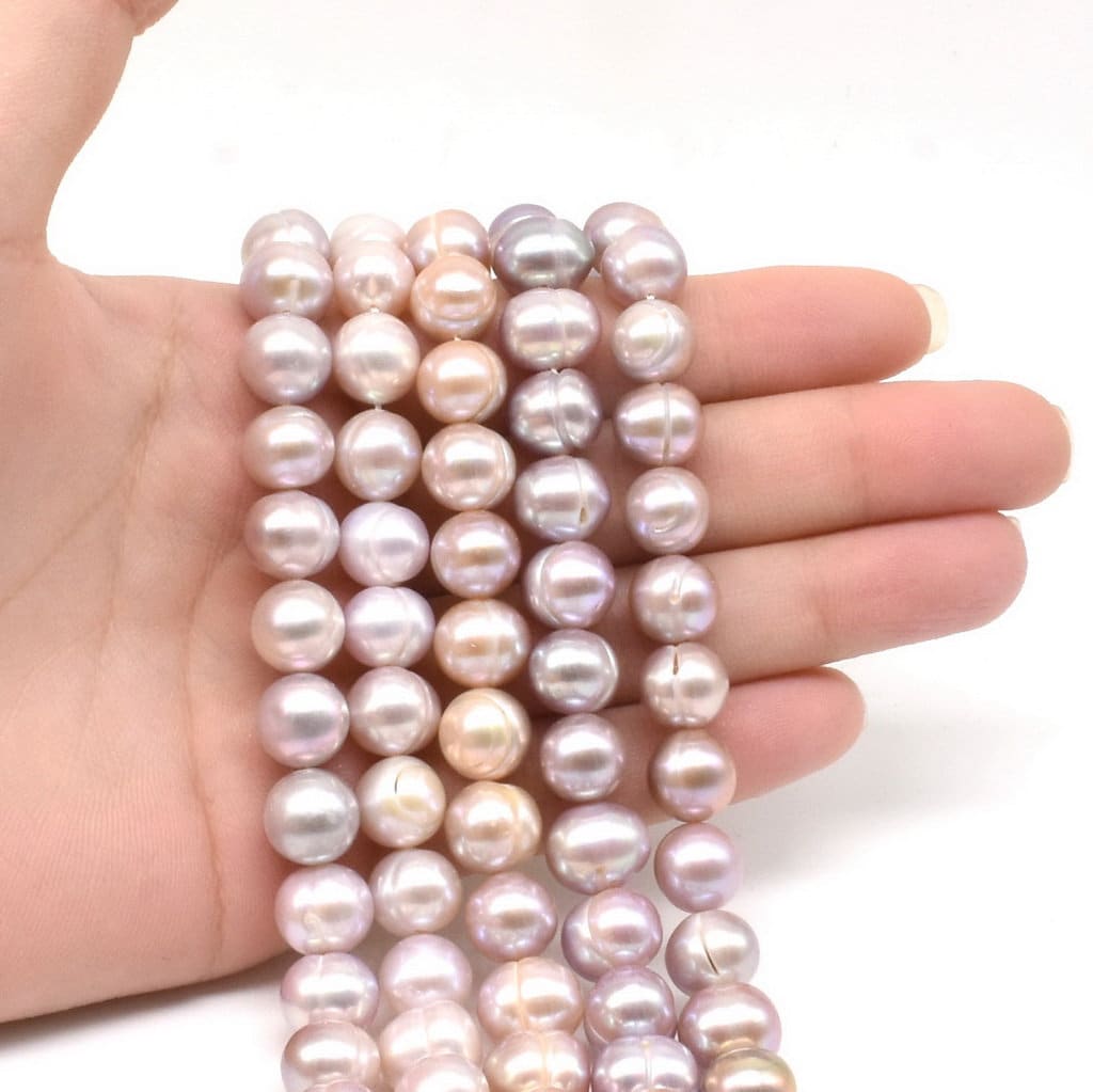 Big Hole Pearls, Natural Potato Fresh Water Pearl, 10-11mm Lavender ...