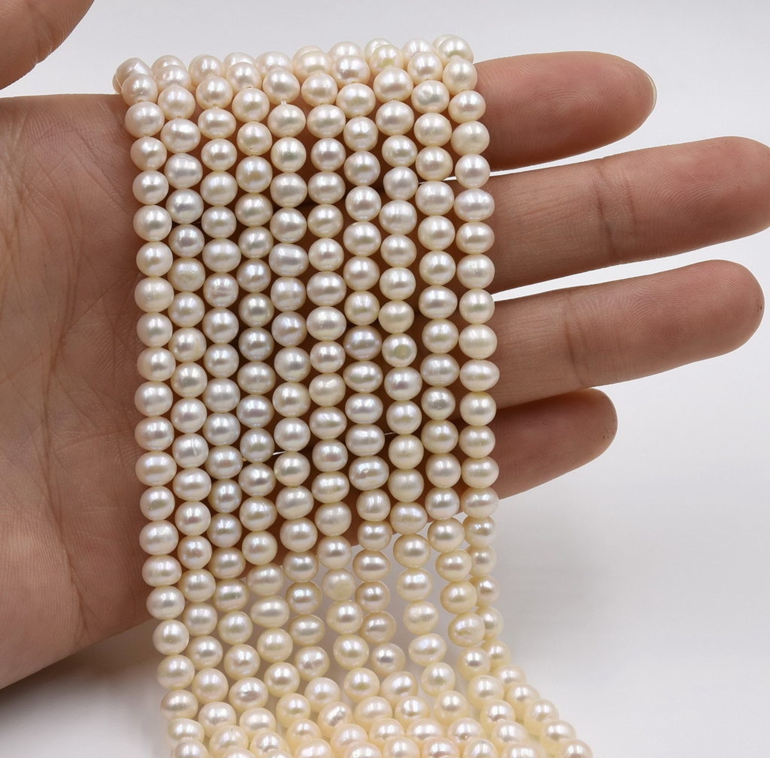 Perla fina de agua dulce blanca de 4-5 mm perlas genuinas | Etsy México