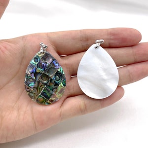 Abalone Shell Pendant, Teardrop Sea Shell Pendant, Mosaic Abalone ...