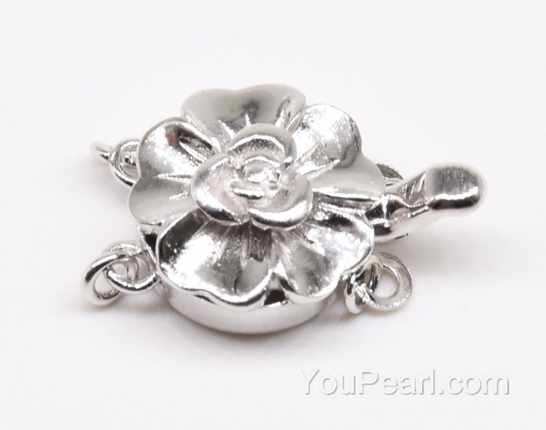 Sterling Silver Clasp, Large Flower Clasp, Box Clasp, Double Strand ...