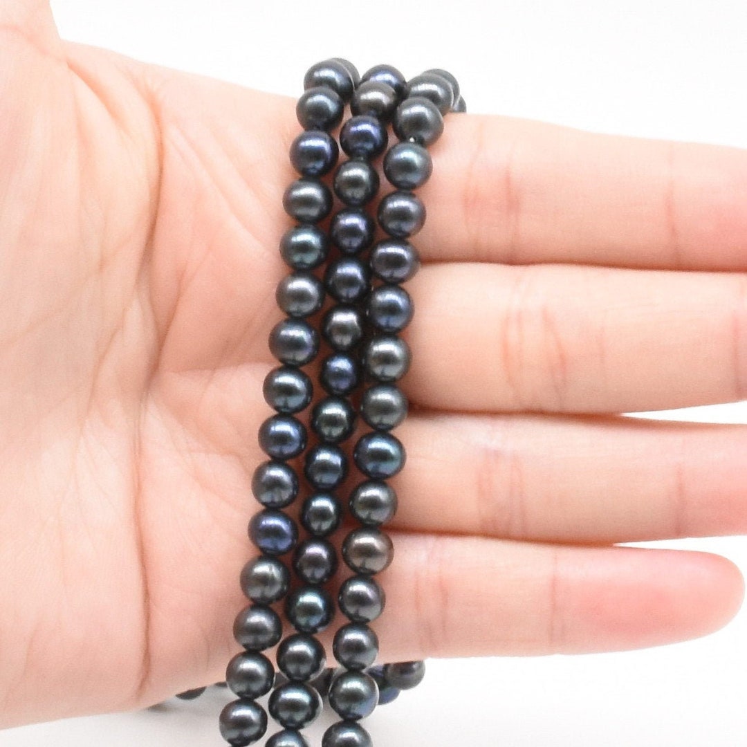 5-6mm Black Off-round Pearls, Natural Real Pearls, Freshwater Pearls ...
