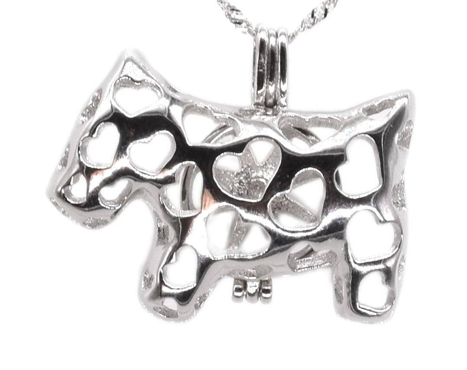 Dog Cage Charm, Pearl Cage Pendant, 925 Sterling Silver Cage Pendant ...