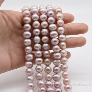 Natural Lavender Pearls, 9-10mm Baroque Ring Pearls, Drilled 0.7mm to 2 ...