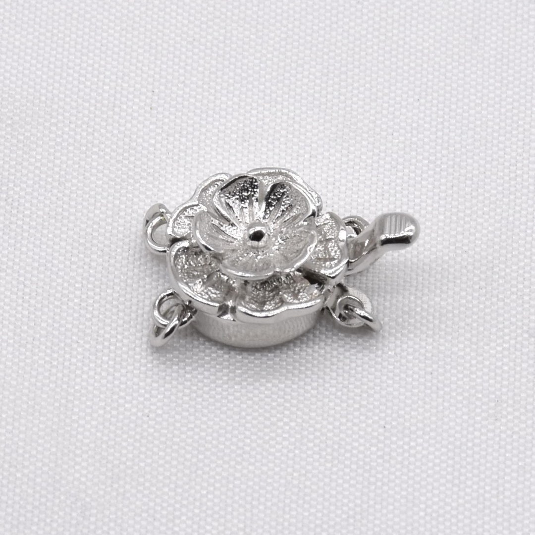 925 Sterling Silver Clasps, Double Strand Clasp, Large Flower Clasp ...