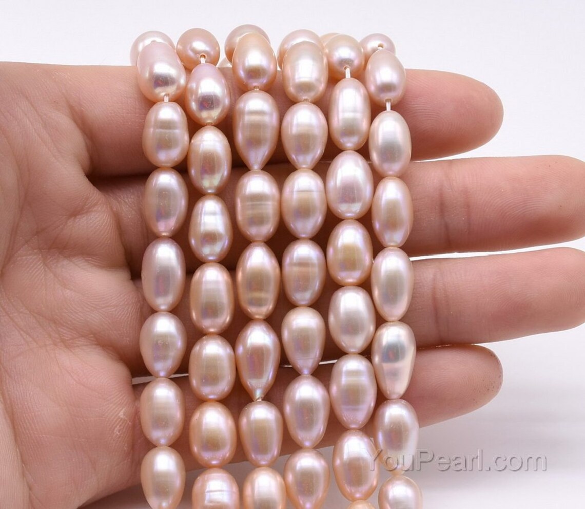 Lavender Natural Pearls, 7-8mm Rice Freshwater Pearls, Genuine Pearls ...