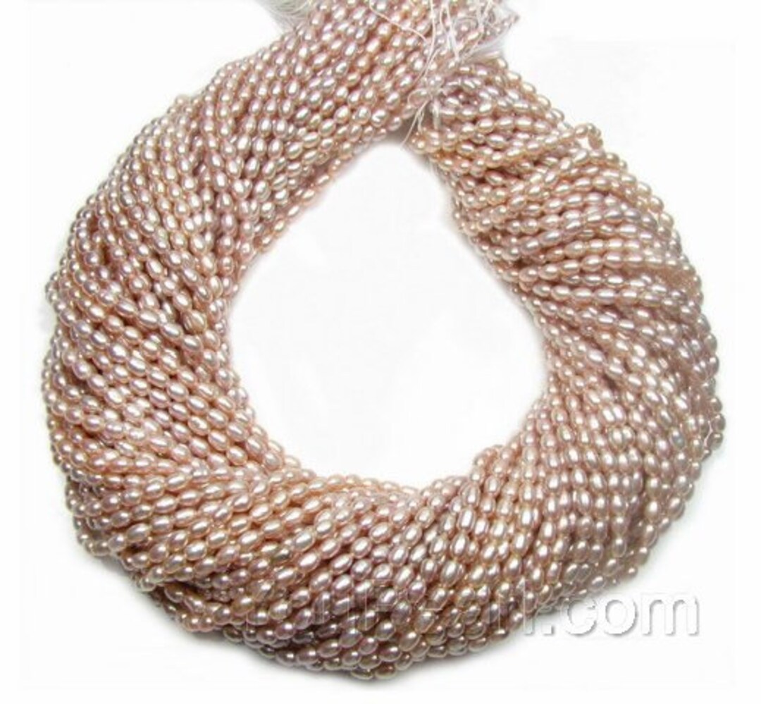 3-3.5mm Lavender Rice Pearls, Genuine Freshwater Small Pearl Beads ...