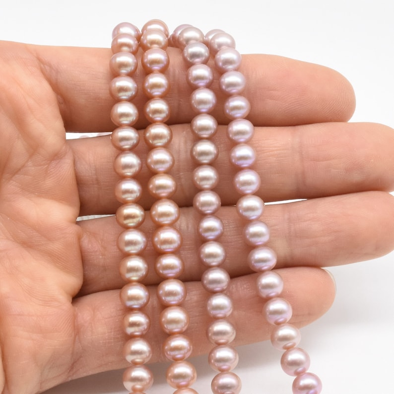 AAA pink near round 6.5-7mm pearls genuine freshwater pearls | Etsy