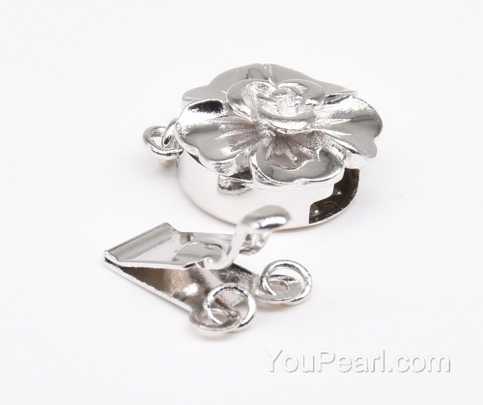 Sterling silver clasp large flower clasp box clasp double | Etsy