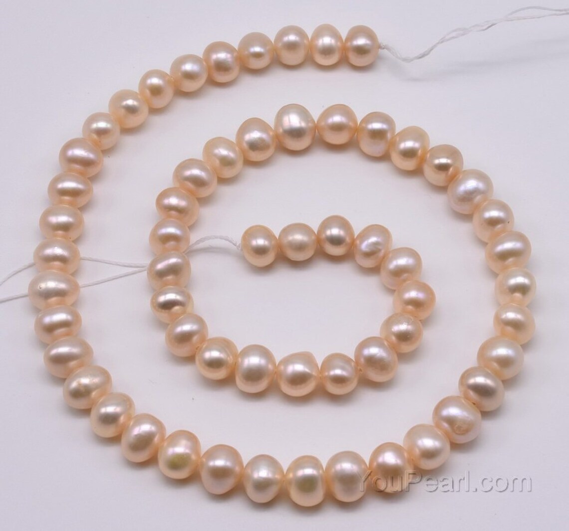 Pink Natural Pearls, 7-8mm Quality Freshwater Potato Pearls, Genuine ...