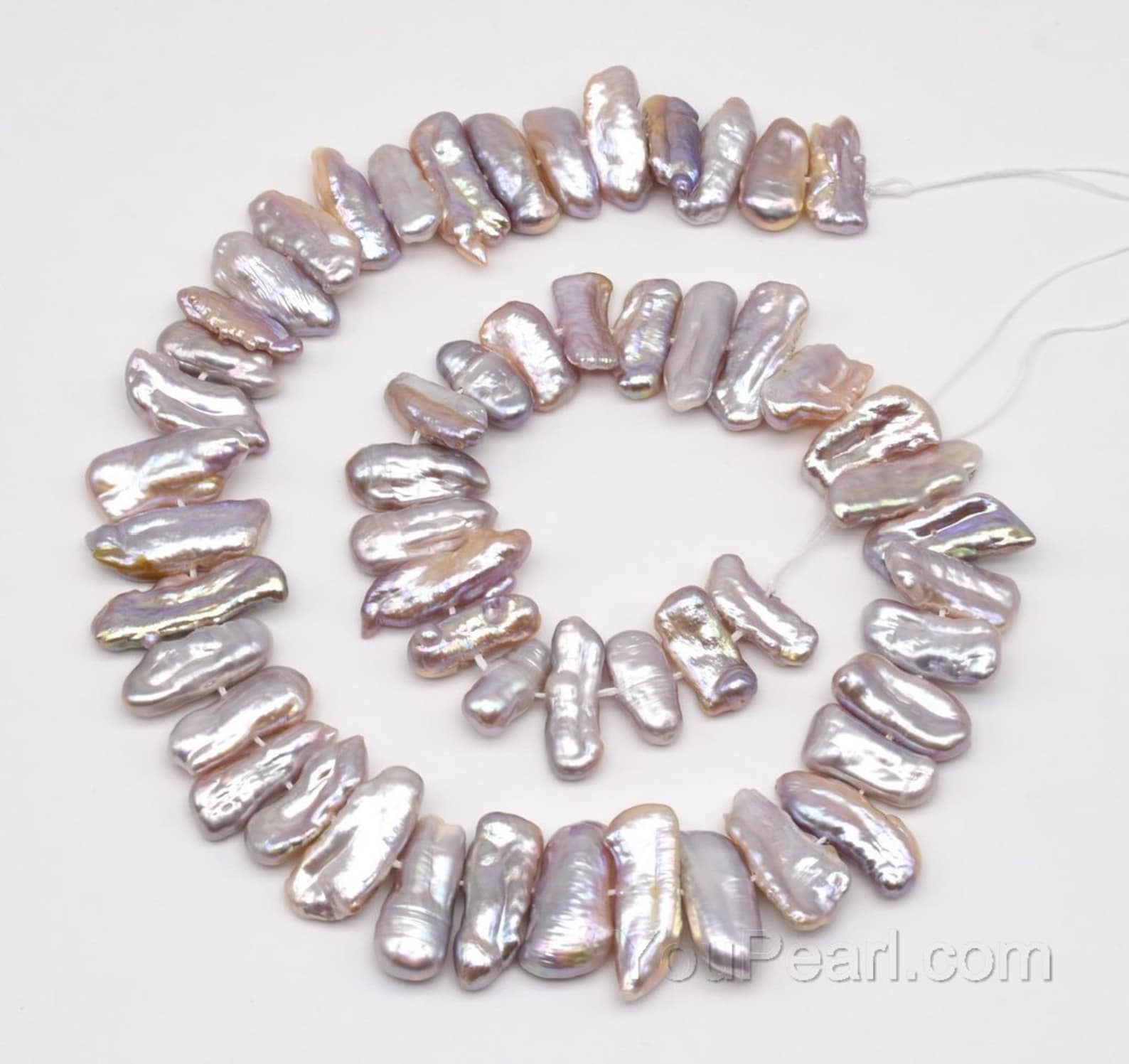 Biwa Pearls, White Freshwater Pearl, Center-drilled Pearls, Natural ...